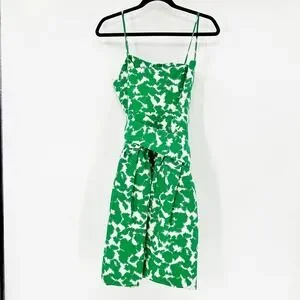 Milly | Dresses | Milly Of New York Green White Ikat Cotton Tie Waist ...